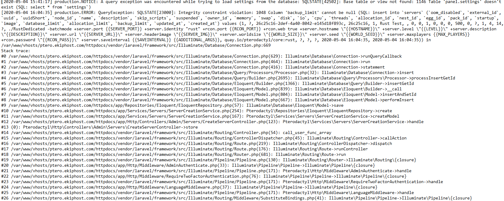 Create Server Bug · Issue #1996 · pterodactyl/panel · GitHub